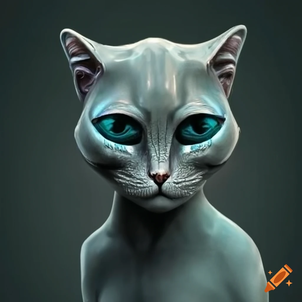 Image of an alien cat with a square-shaped head on Craiyon
