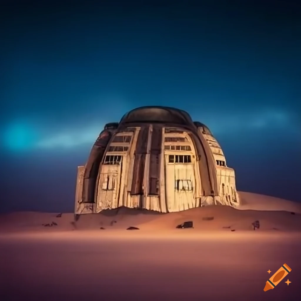 Star wars hotel building in a desert landscape on Craiyon