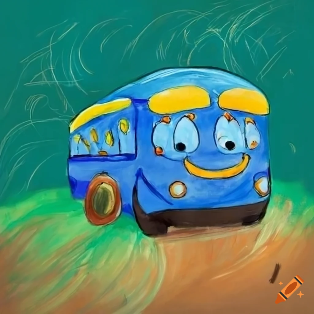 Kid's drawing of a smiling bus driver