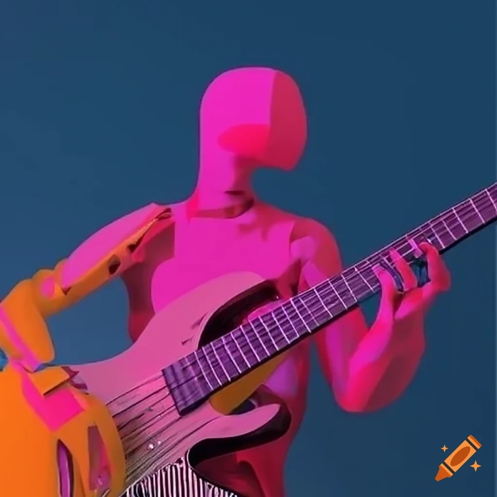 Artistic depiction of a guitar in humanoid form