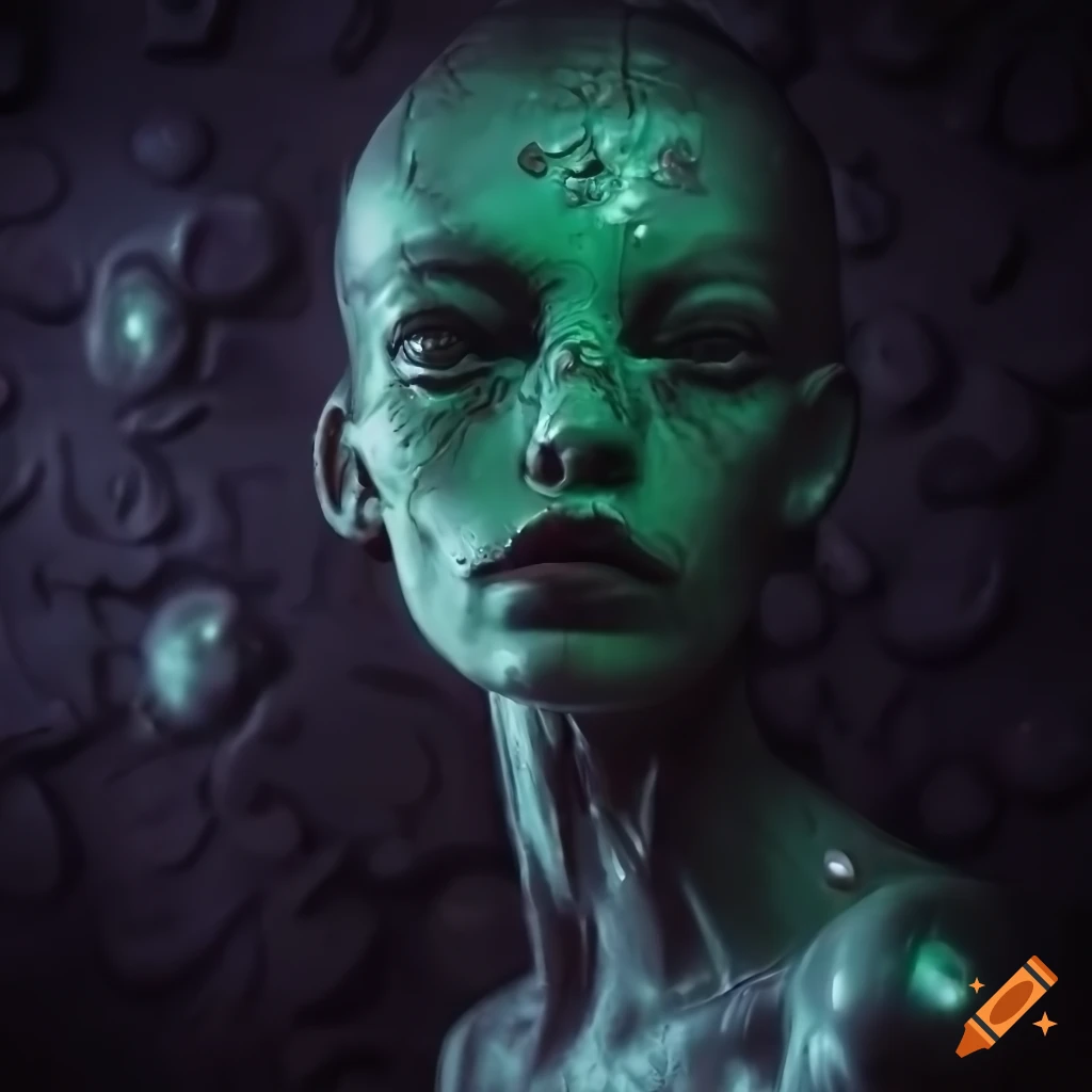 Creepy alien environment with slimy tiles