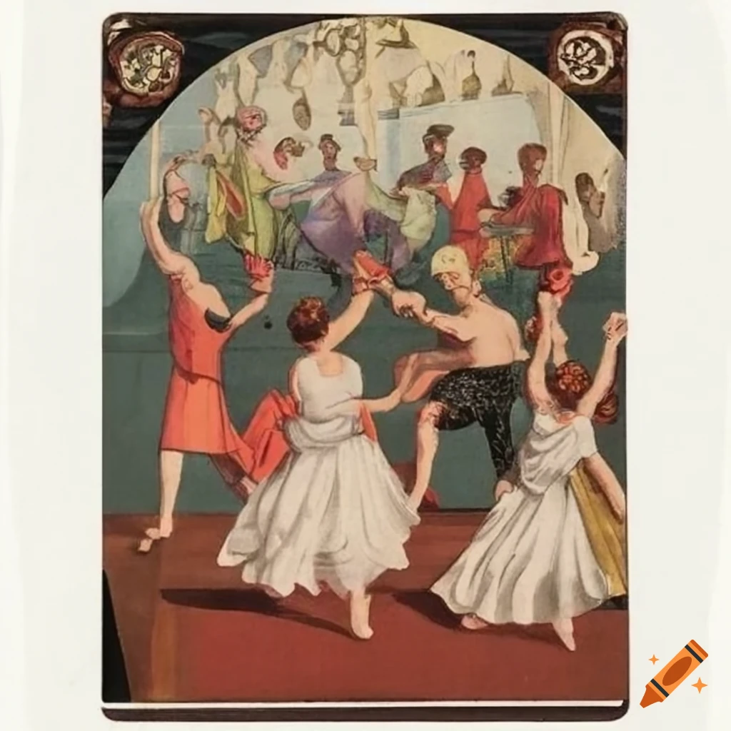 Contemporary dance scene on a holy card on Craiyon