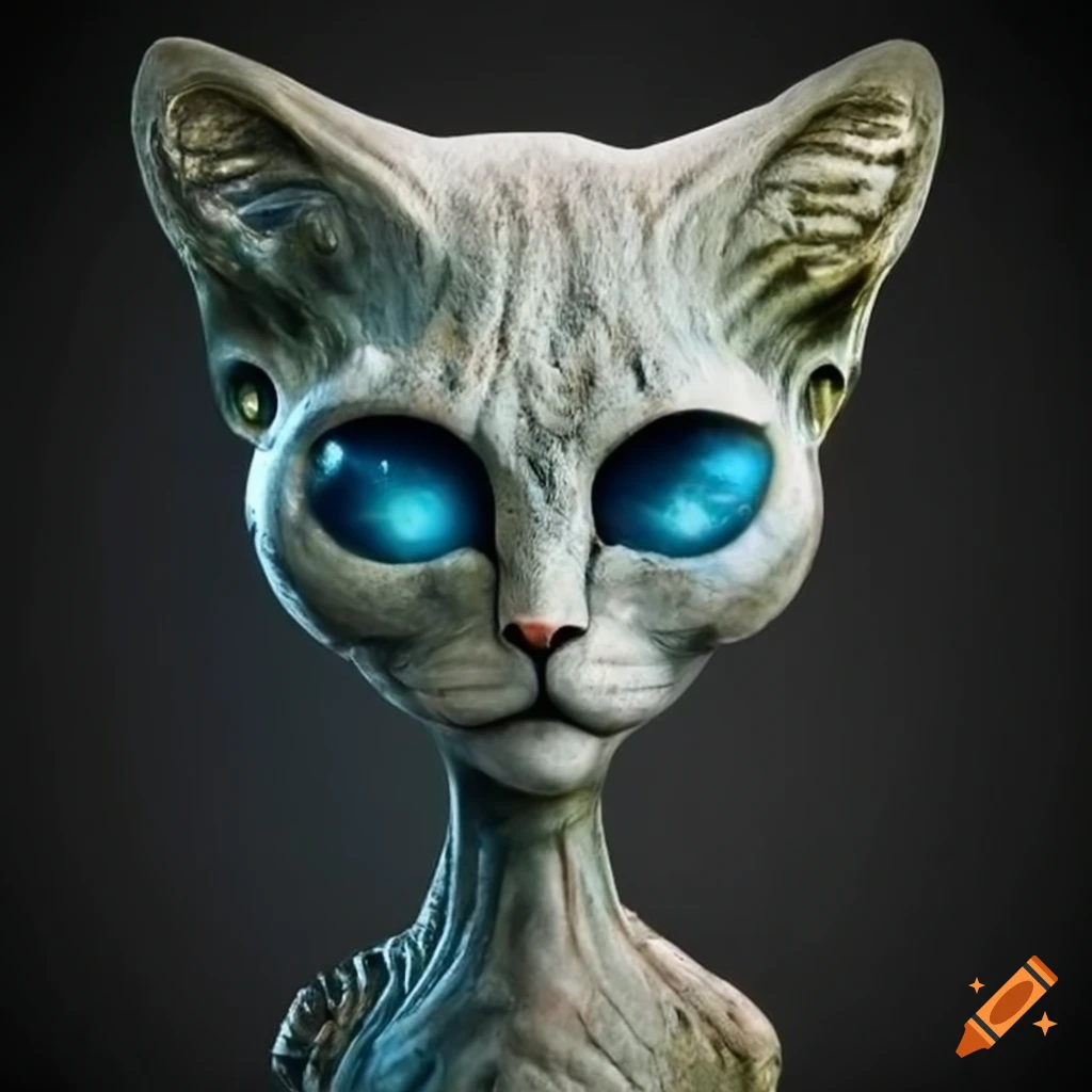 Image of an alien cat with a stone-shaped head on Craiyon