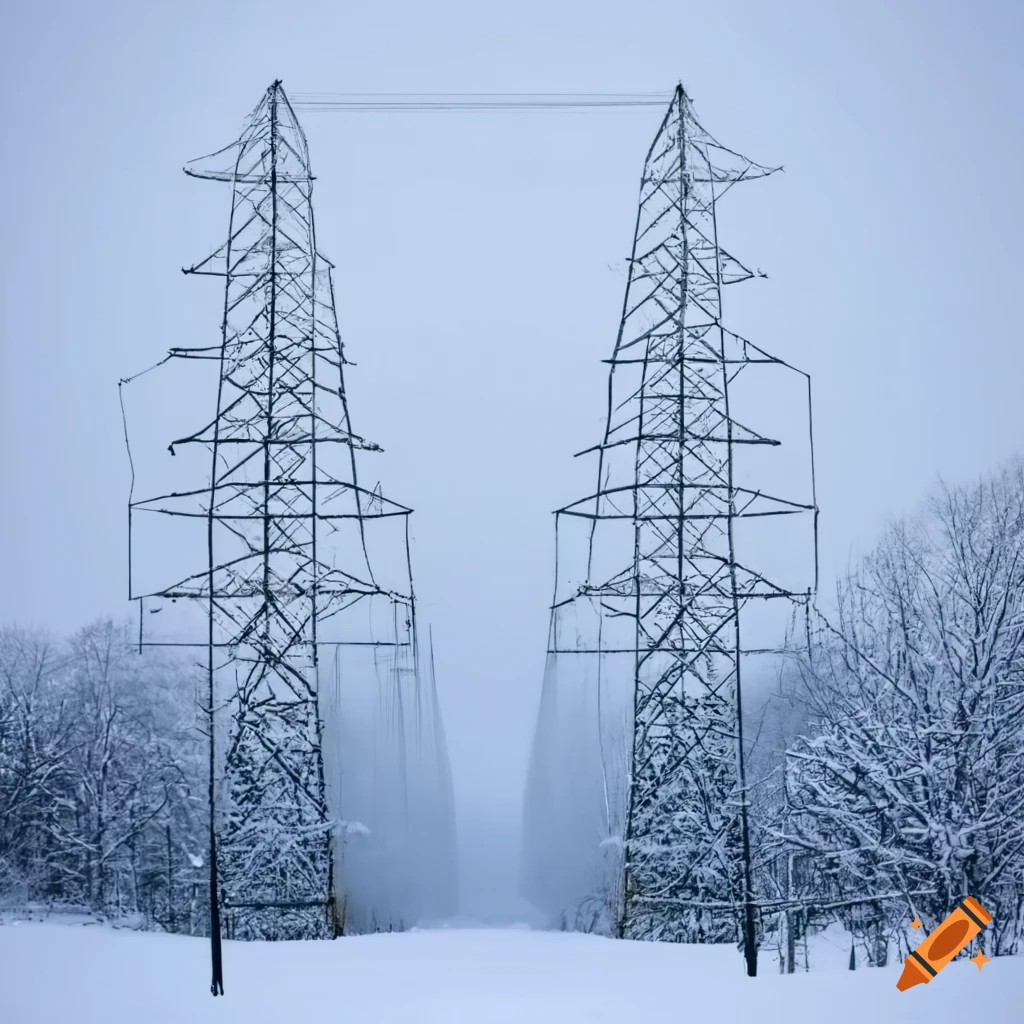 Powerlines covered in snow on Craiyon