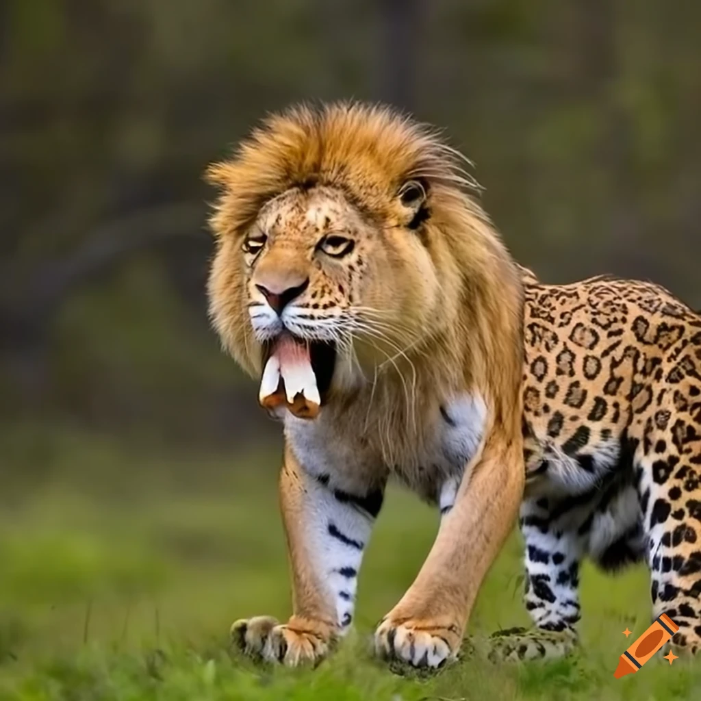 Image of a hybrid saber tooth tiger lion jaguar on Craiyon