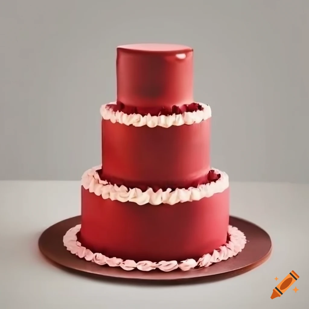 Red round cake with two tiers