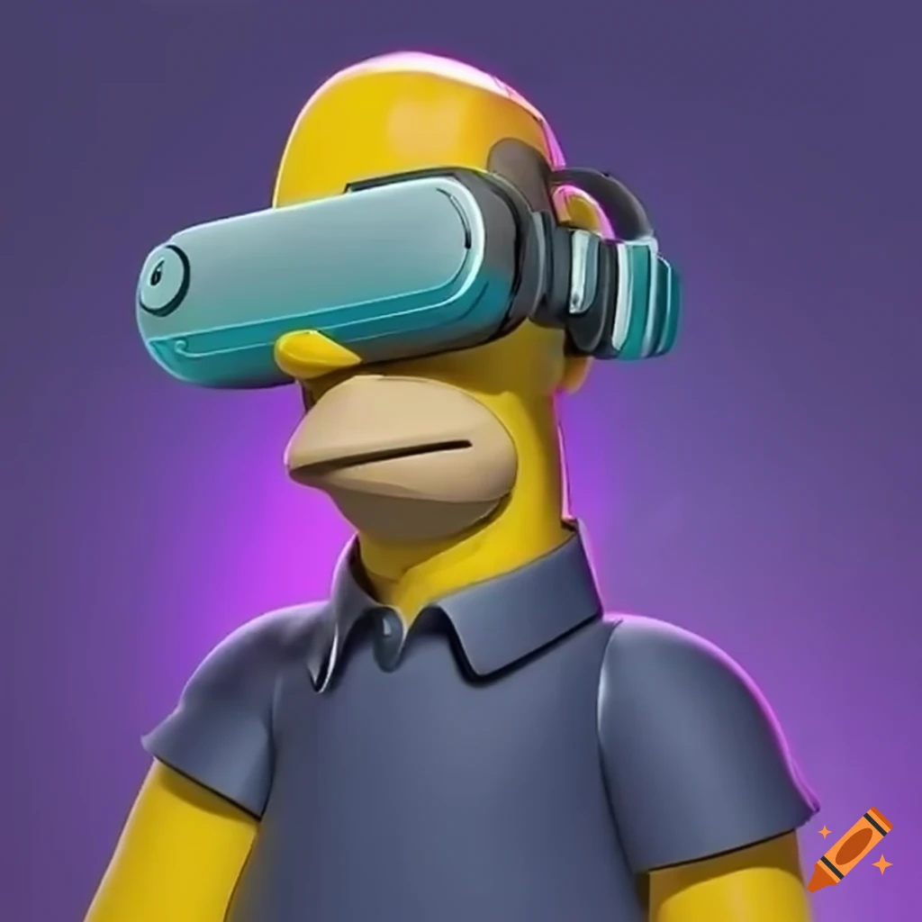Homer Simpson wearing a futuristic VR headset on Craiyon