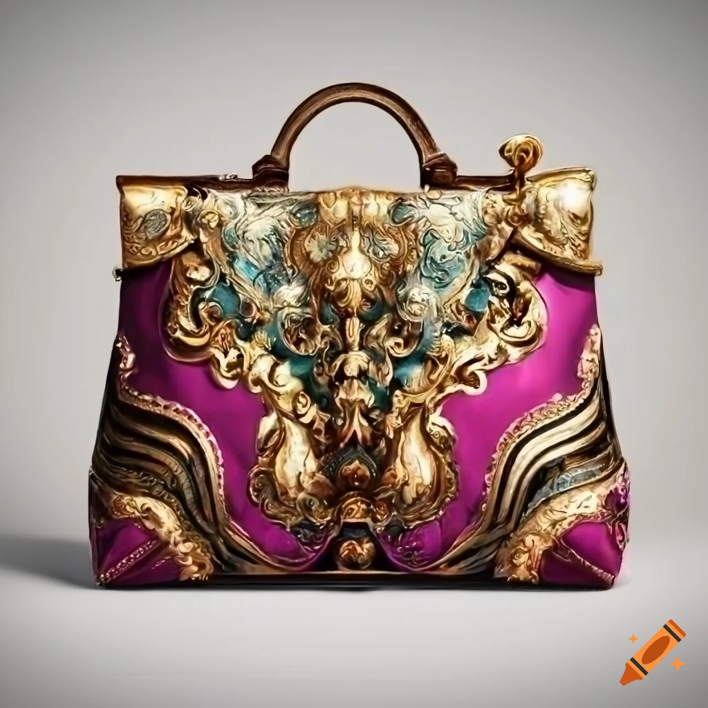 Baroque style purse bag with vibrant colors