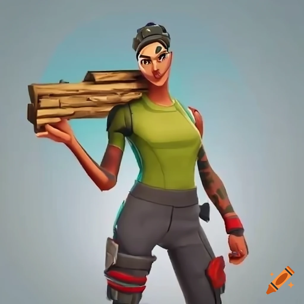 Fortnite character holding logs on Craiyon