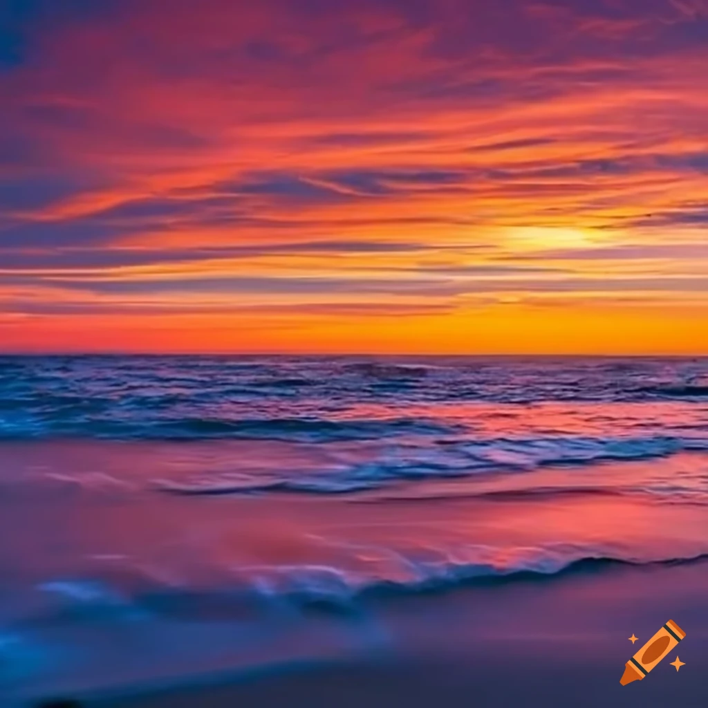 Vibrant orange sunset on Craiyon