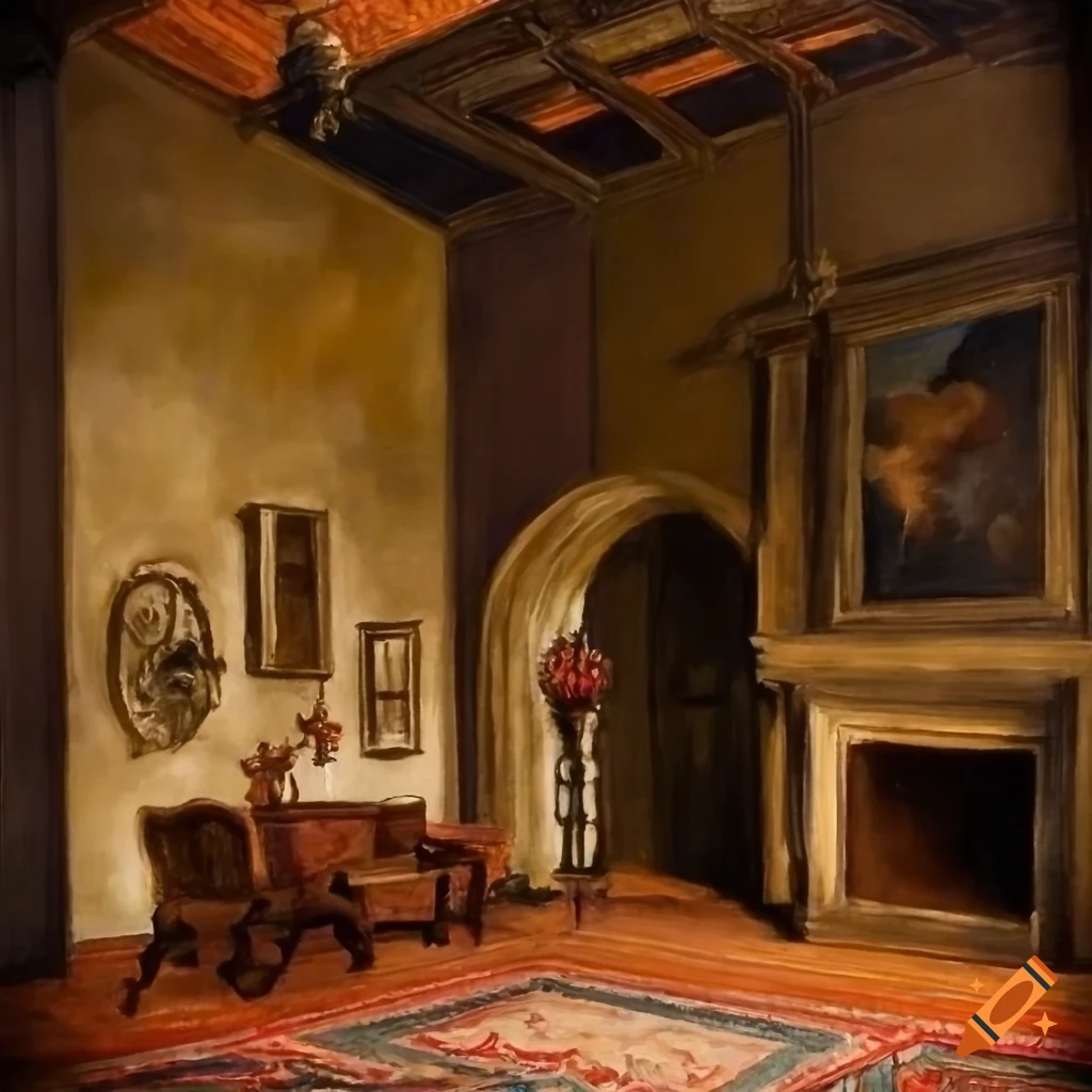 medieval manor house drawing room interior on Craiyon