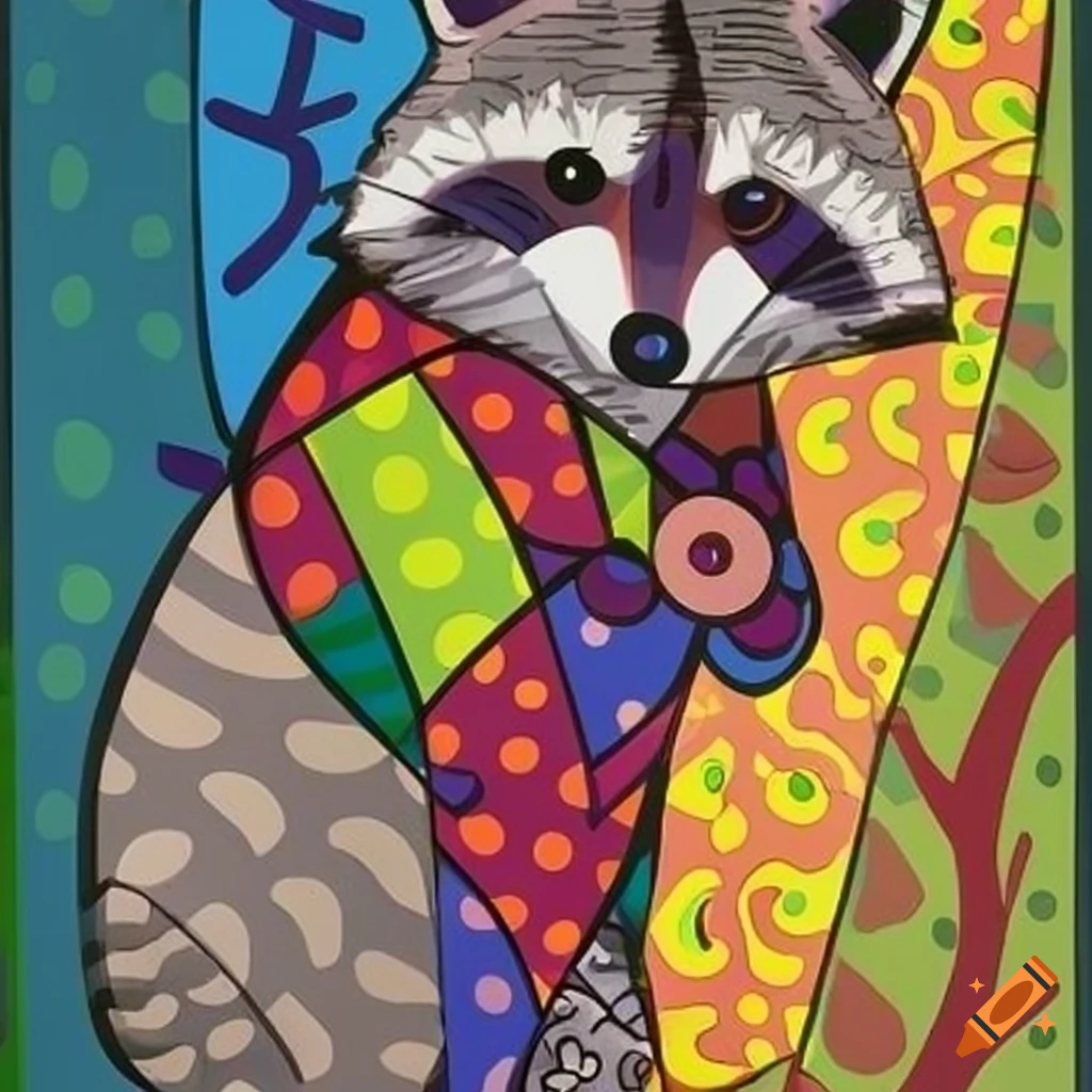Pop art raccoon by romero britto