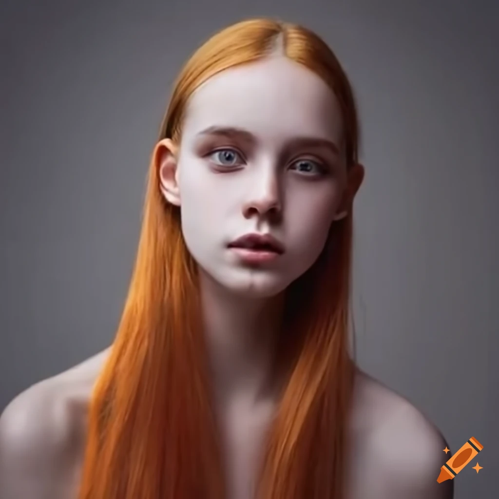 Portrait of a girl with copper hair on Craiyon