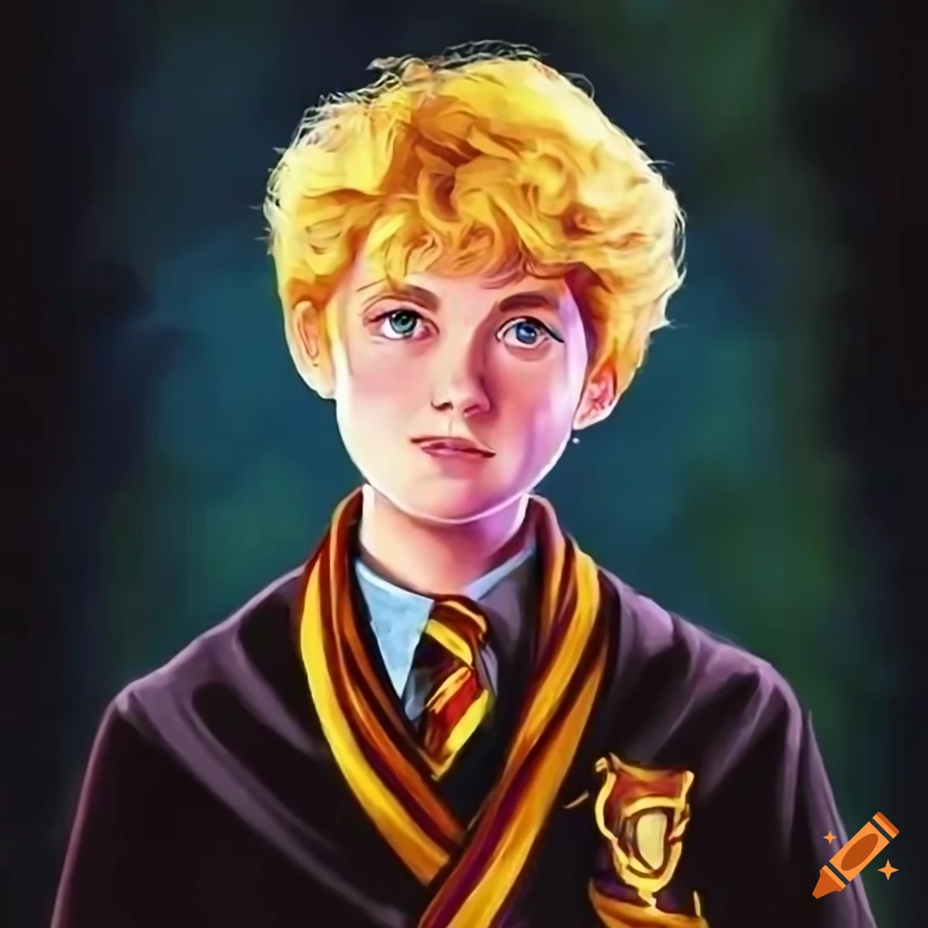 Blonde boy in hufflepuff robes