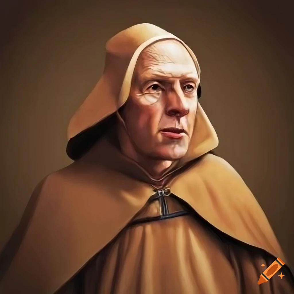 Sepia portrait of mark rutte as a medieval monk on Craiyon