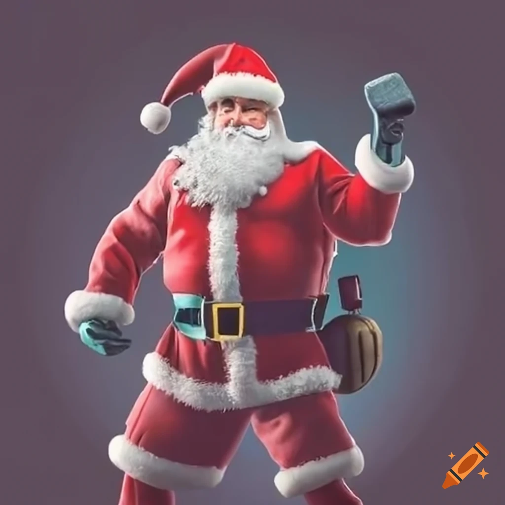 Santa claus bodybuilder with tactical gear on Craiyon