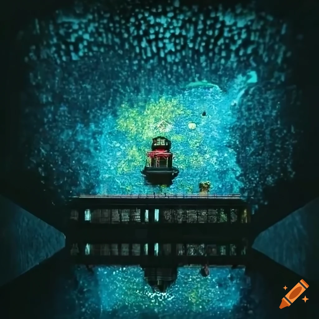 Diorama of Totoro and Blade Runner in glittery setting on Craiyon