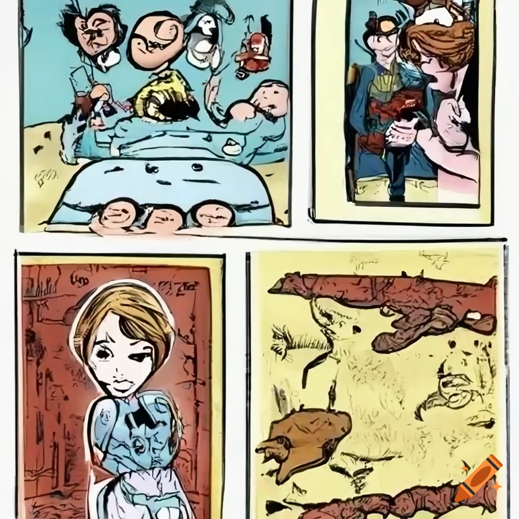 Detailed comic strip with 4 panels