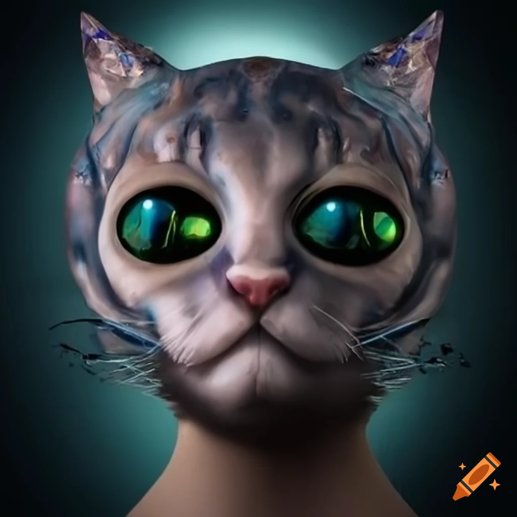 Artistic depiction of an alien cat with a flower-shaped head on Craiyon