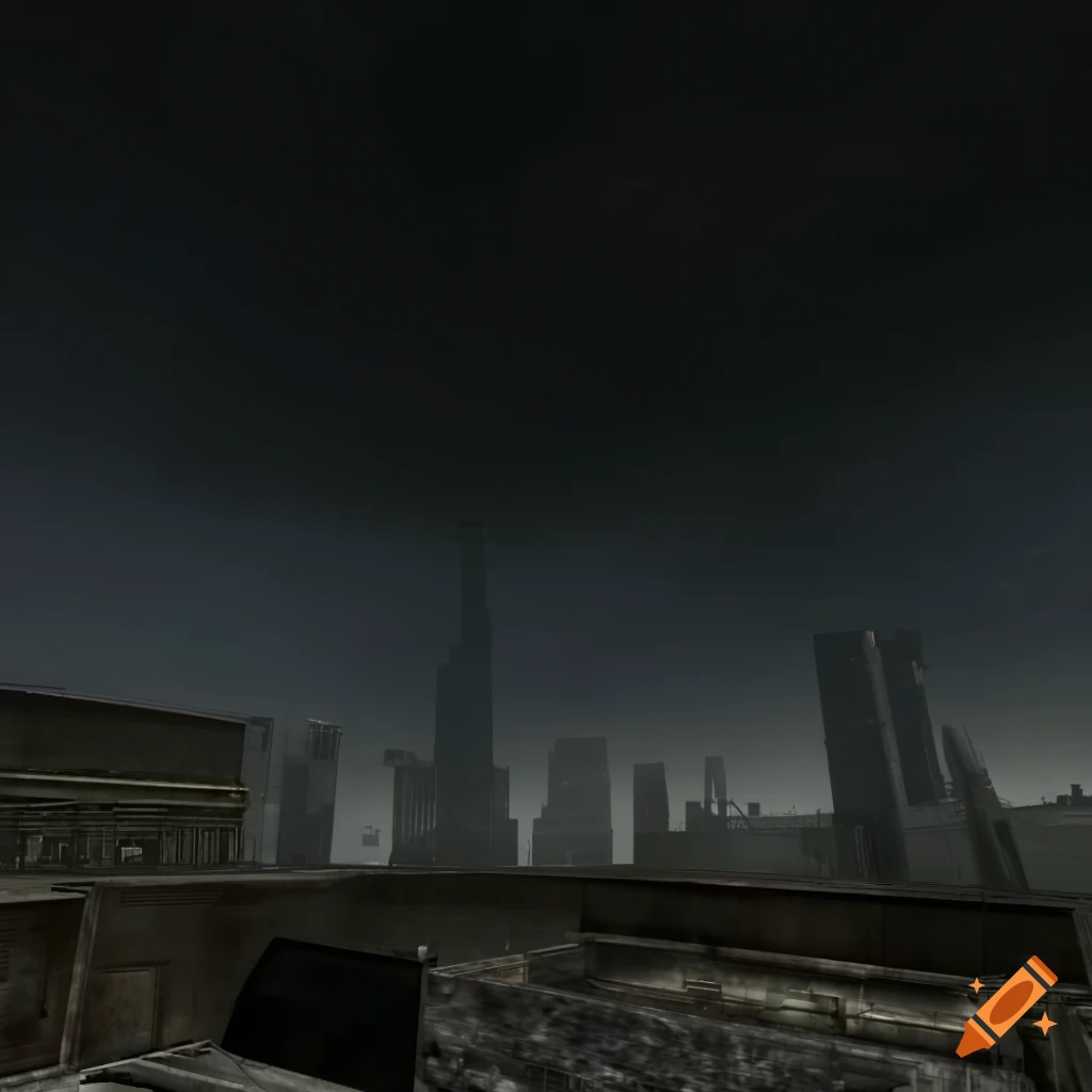 Skyline of half-life 2 beta city 17 citadel