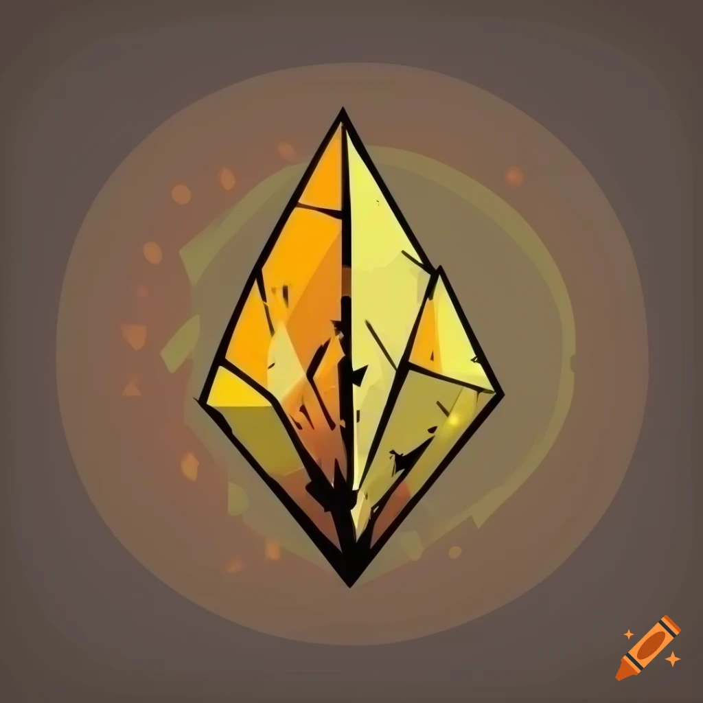 Geometric glass shard icon in orange and yellow on Craiyon
