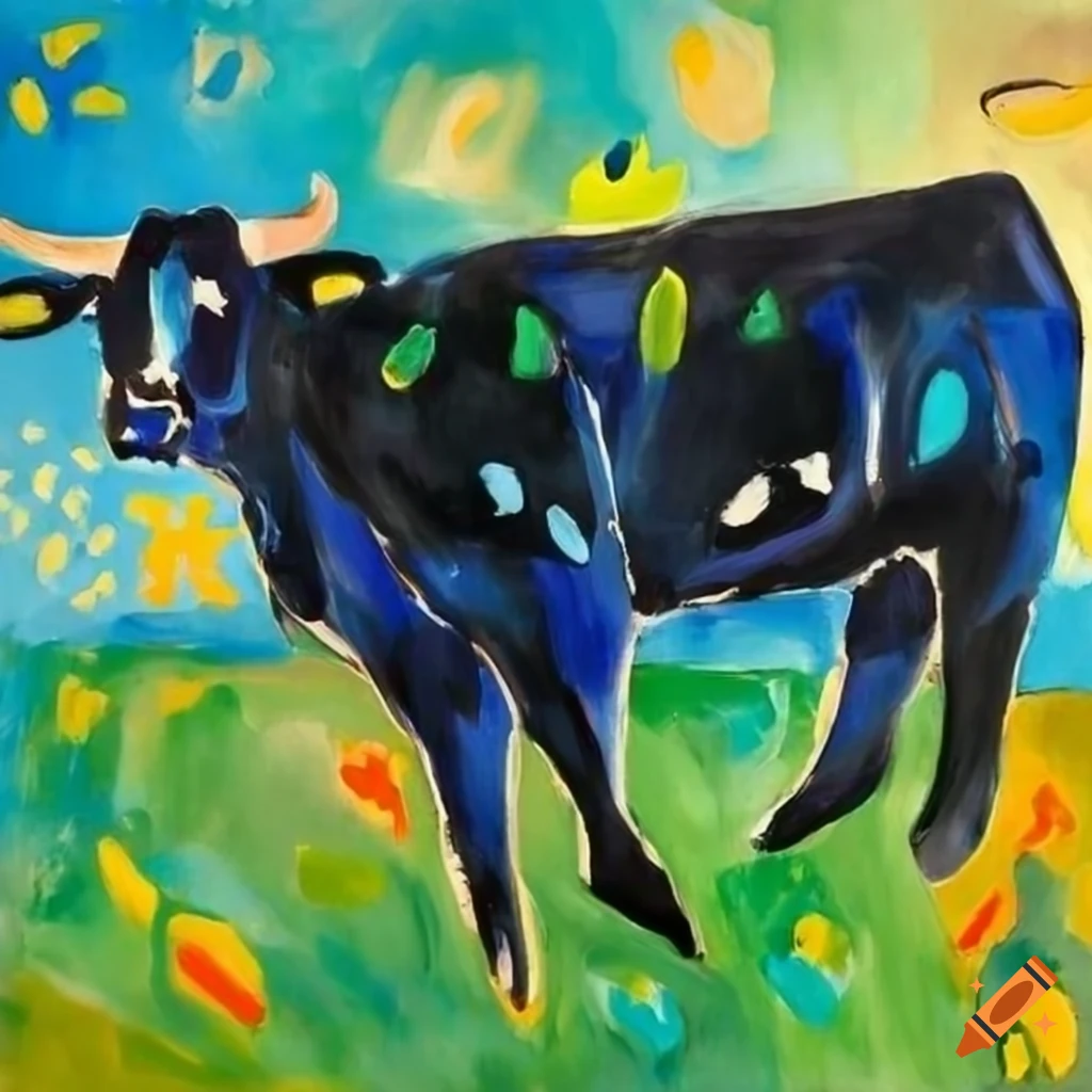 Matisse painting of a cow in a pasture on Craiyon