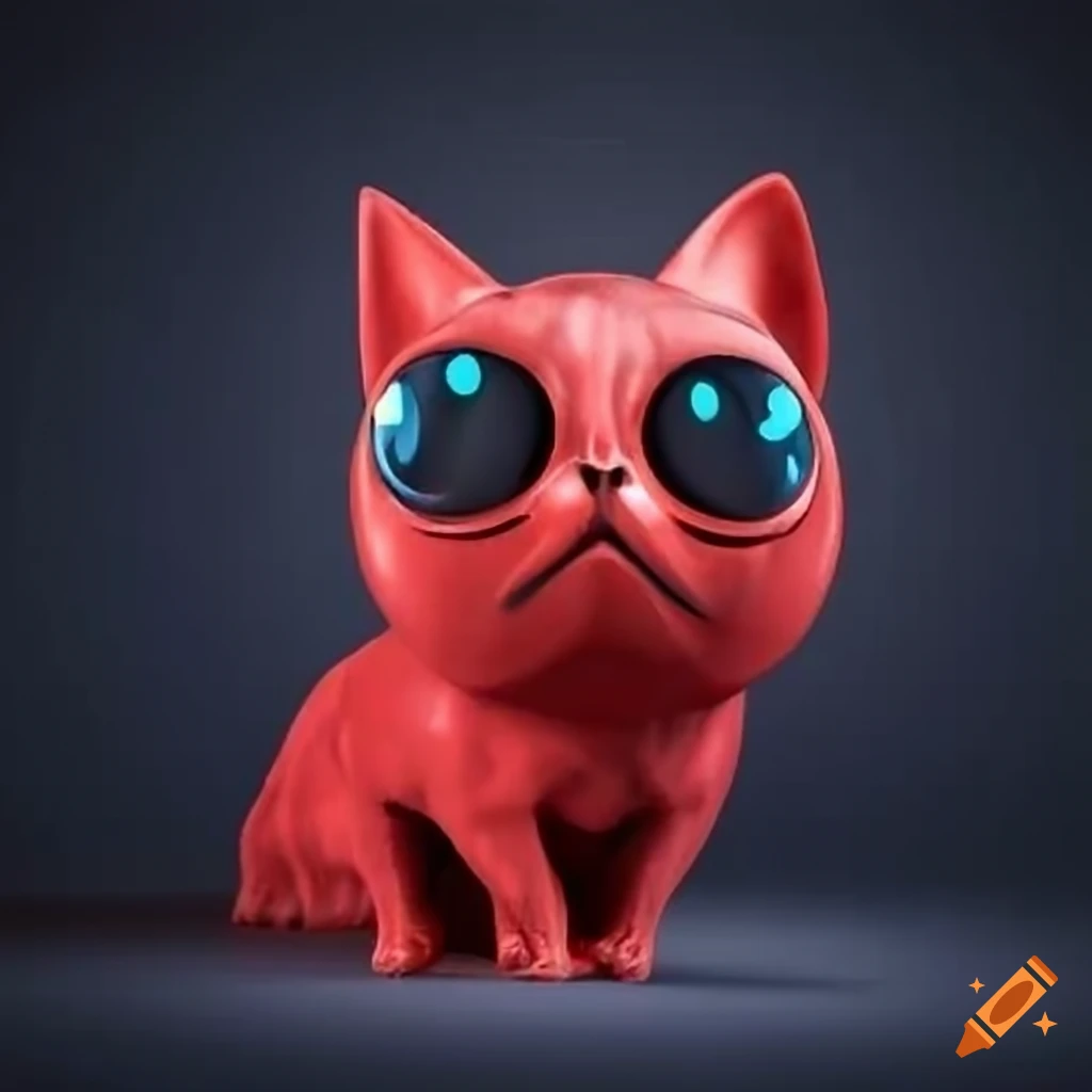 Red alien cat with dog-shaped head on Craiyon