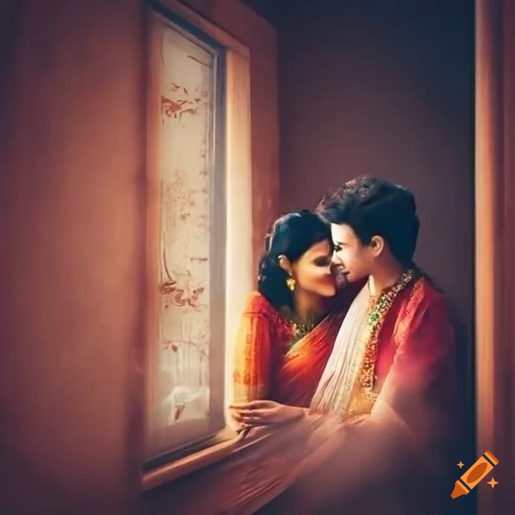 Bengali couple gazing at each other by a window on Craiyon