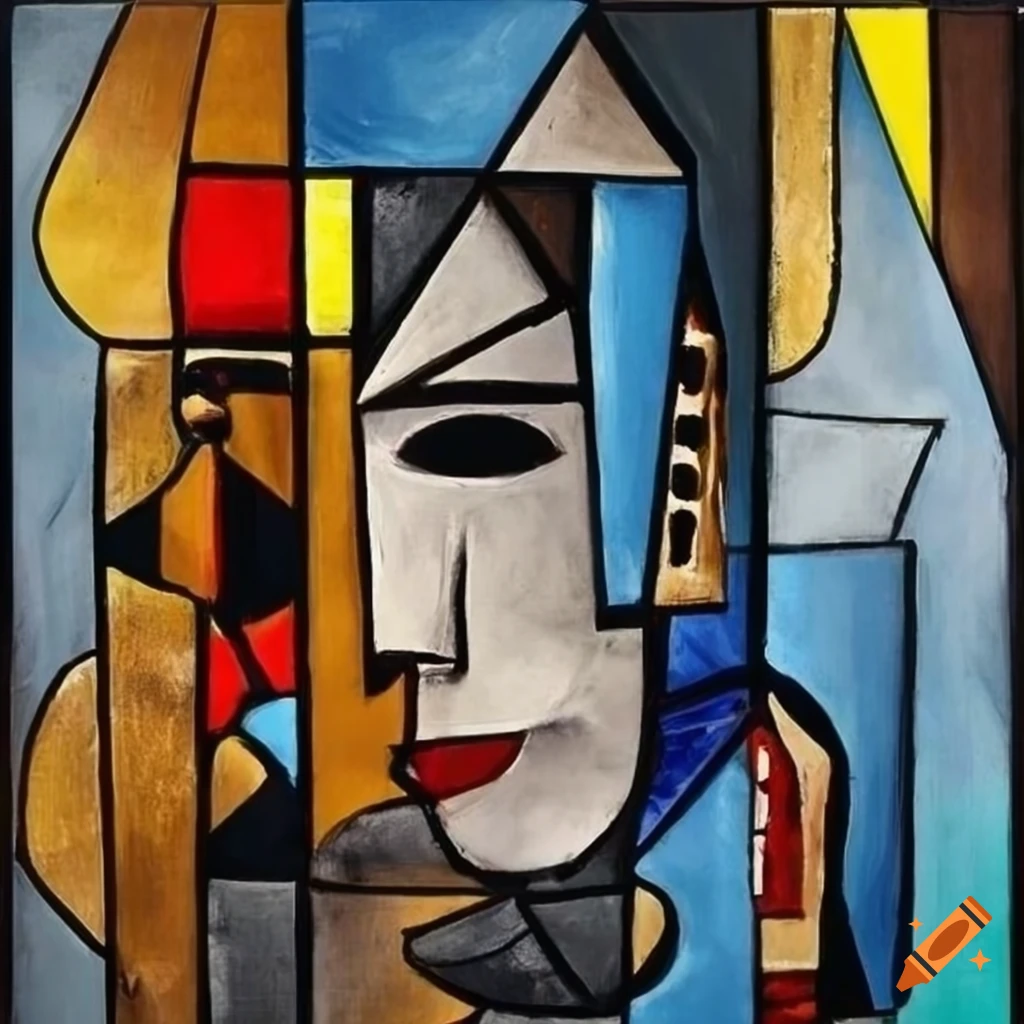 Monochrome painting with abstract shapes and lines on Craiyon