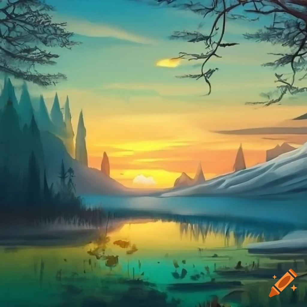 Serene and happy landscape on Craiyon