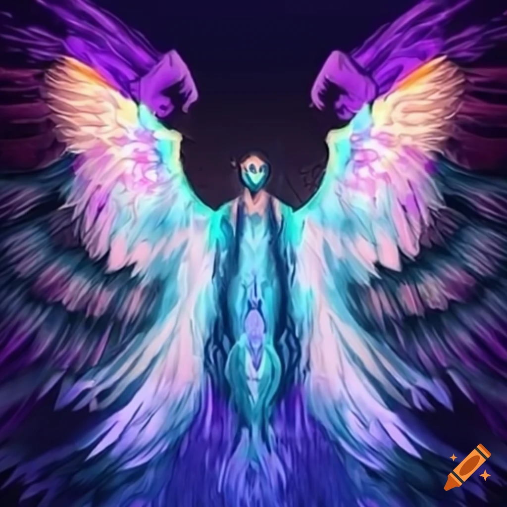 Painting of a seraphim with multiple wings on Craiyon