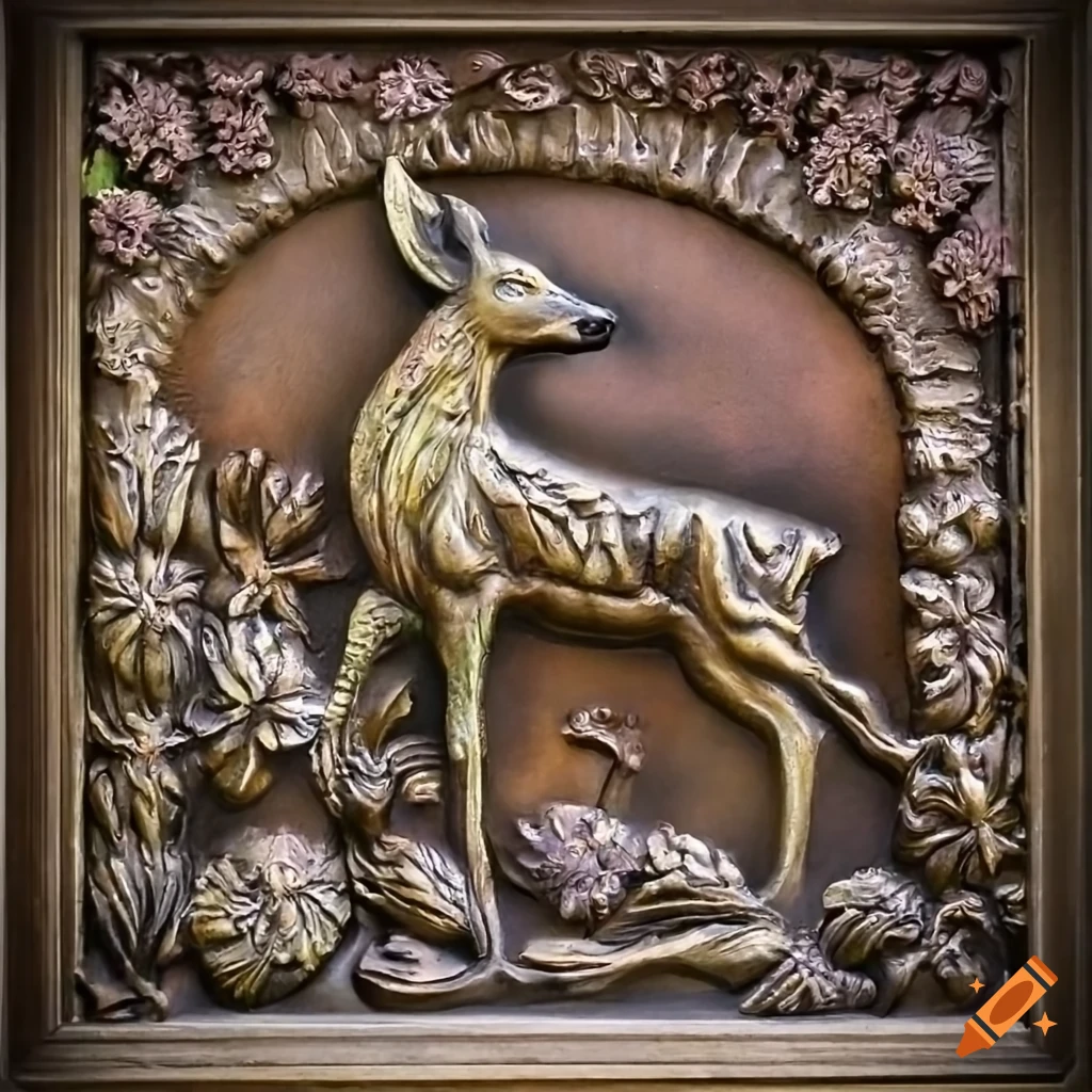 Bronze relief of a bull in a medieval setting on Craiyon