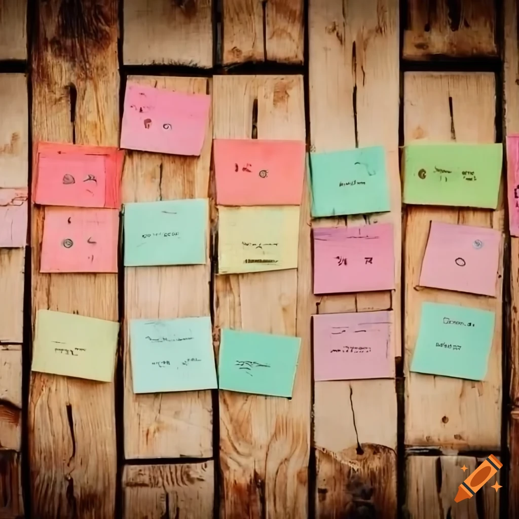 Textures of old wooden wall with stick notes