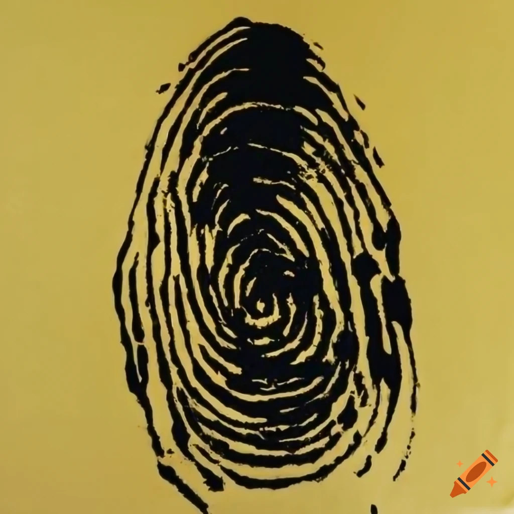 Yellowed paper with black ink fingerprints on Craiyon