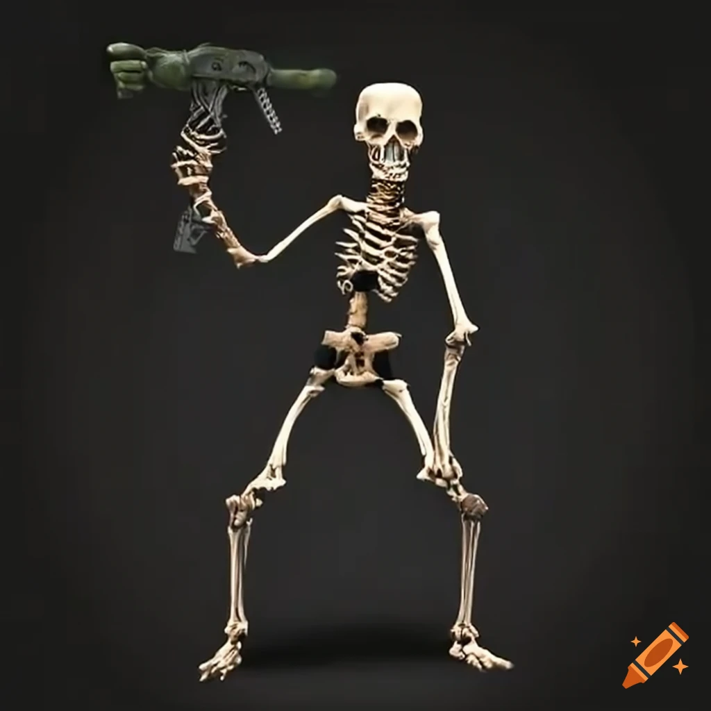 Fortnite skin with skeleton holding a pumpkin rocket launcher on Craiyon