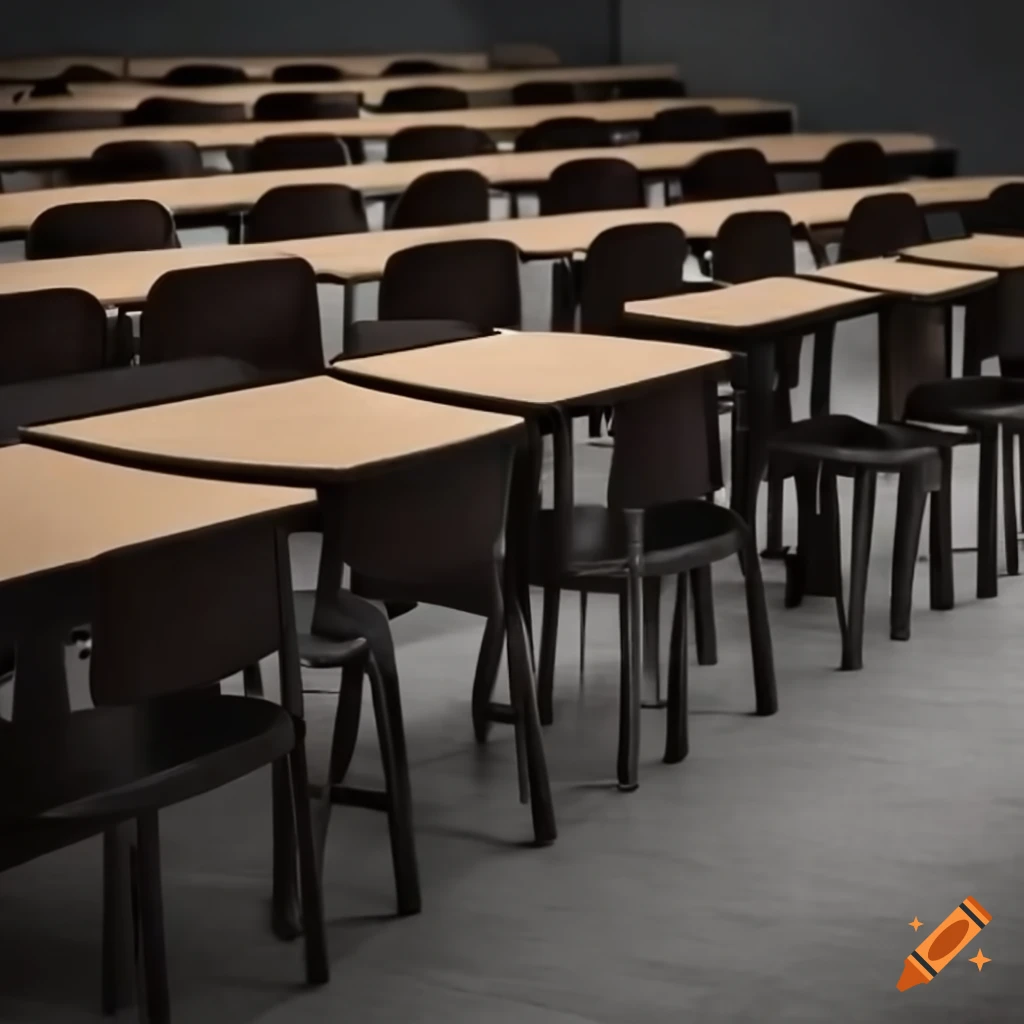 Well-lit modern classroom with large windows and green plants on Craiyon