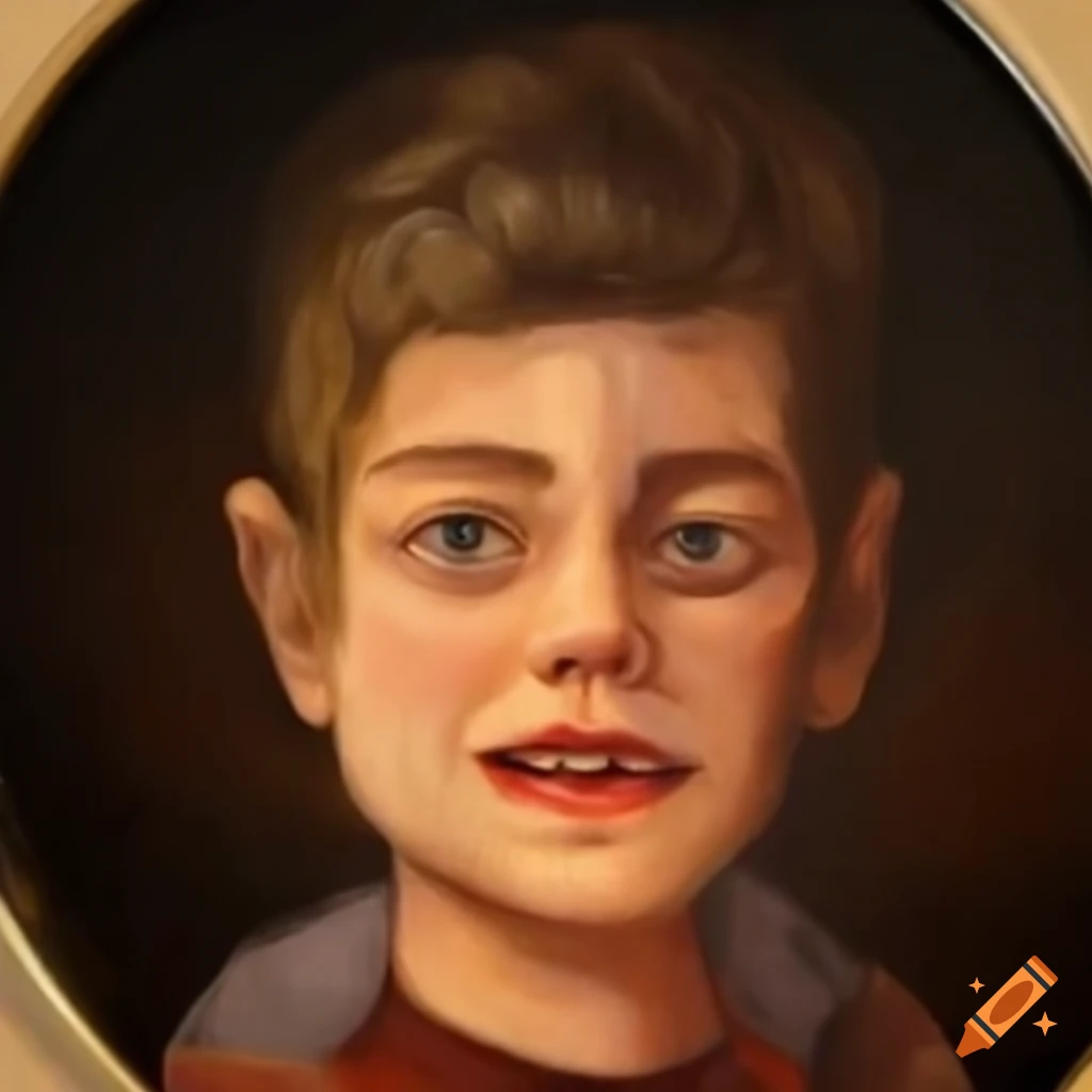 Portrait with distinctive chin and prominent teeth on Craiyon