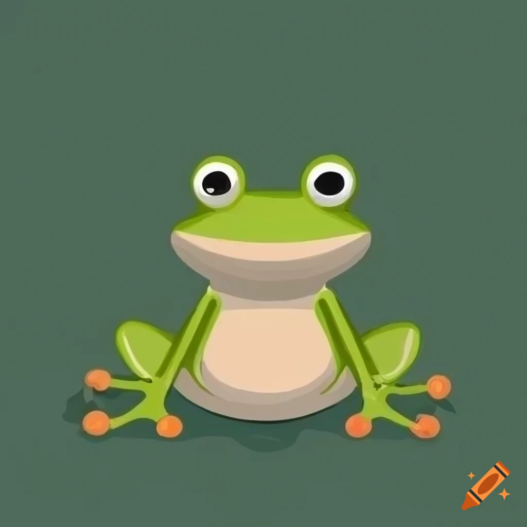 Cute frog on a brown background in a simple vector drawing on Craiyon