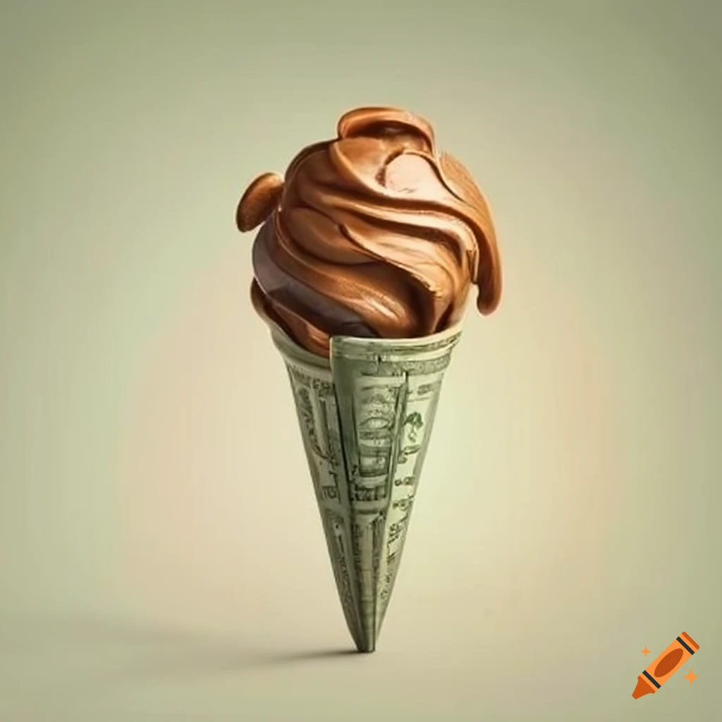 Ice cream shaped like money