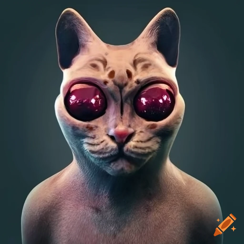 Cartoon illustration of an alien cat on Craiyon