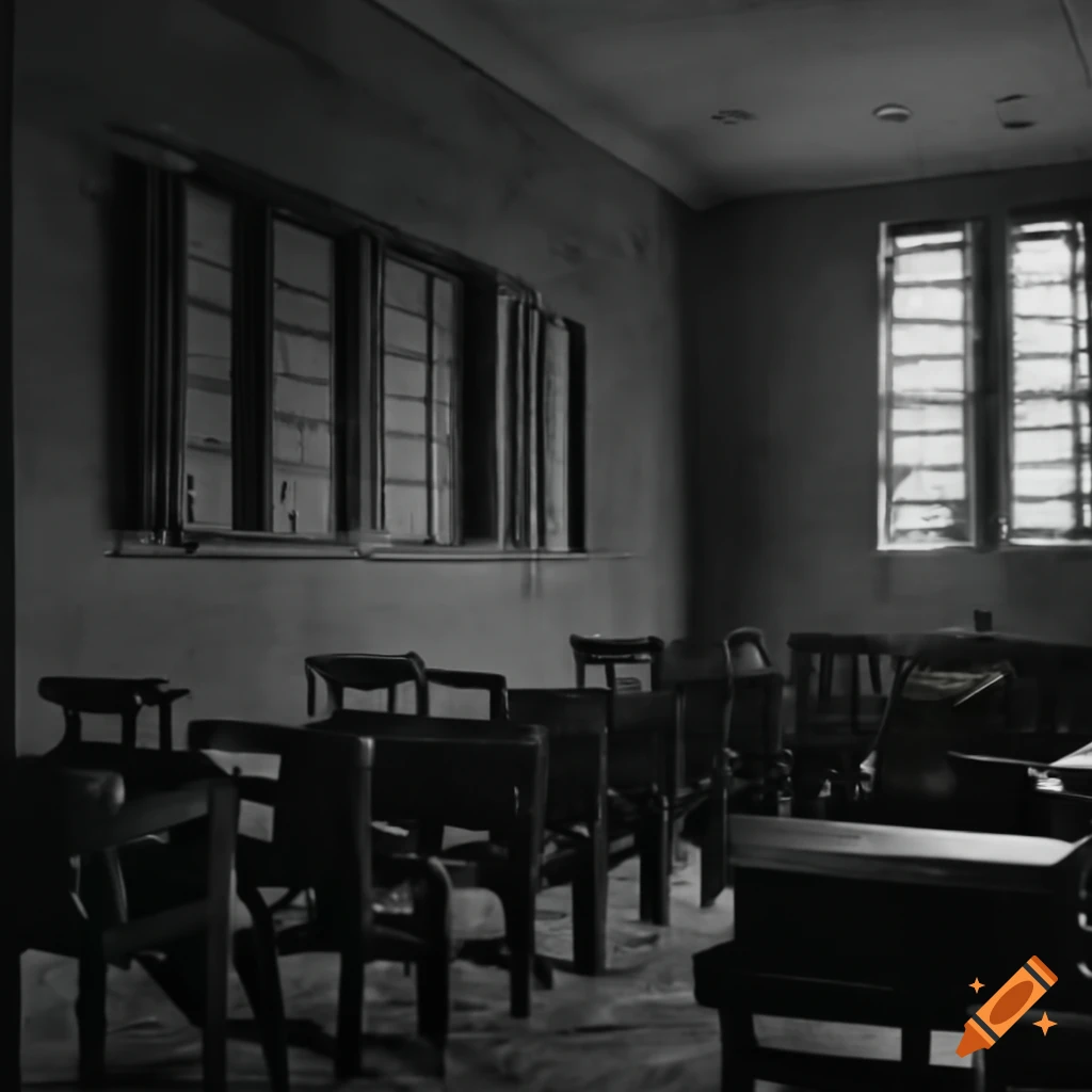 Monochrome classroom interior on Craiyon