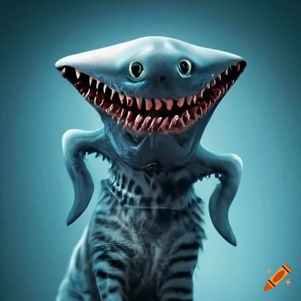 Image of an alien cat with a shark-shaped head on Craiyon