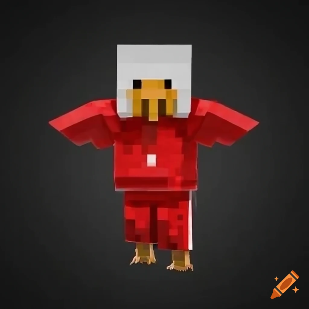 Minecraft chicken wearing a red jordan tracksuit on Craiyon