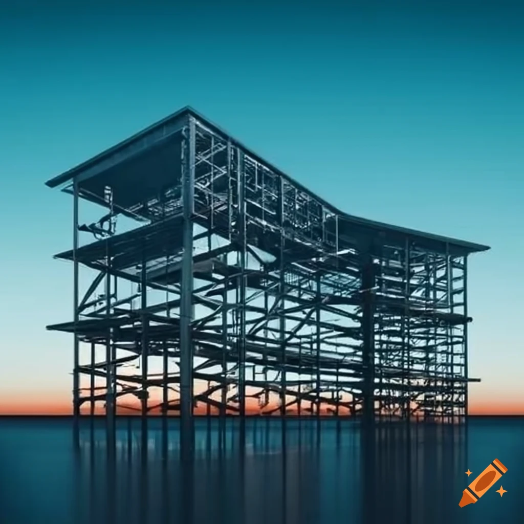 Steel structure building on Craiyon