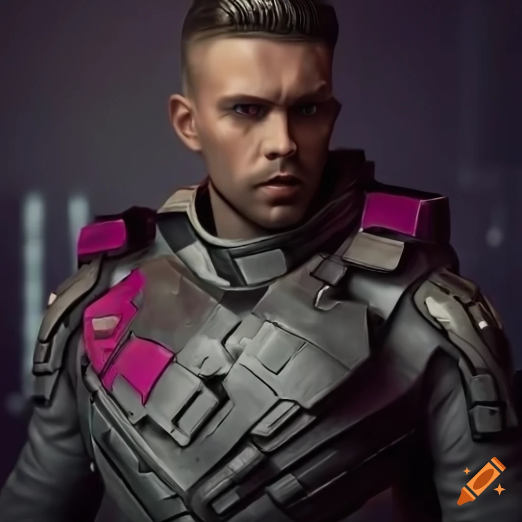 Intricately detailed sculpture of a male soldier in futuristic military uniform on Craiyon