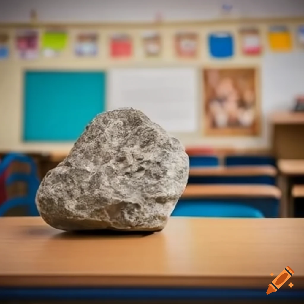 Rock on a classroom desk