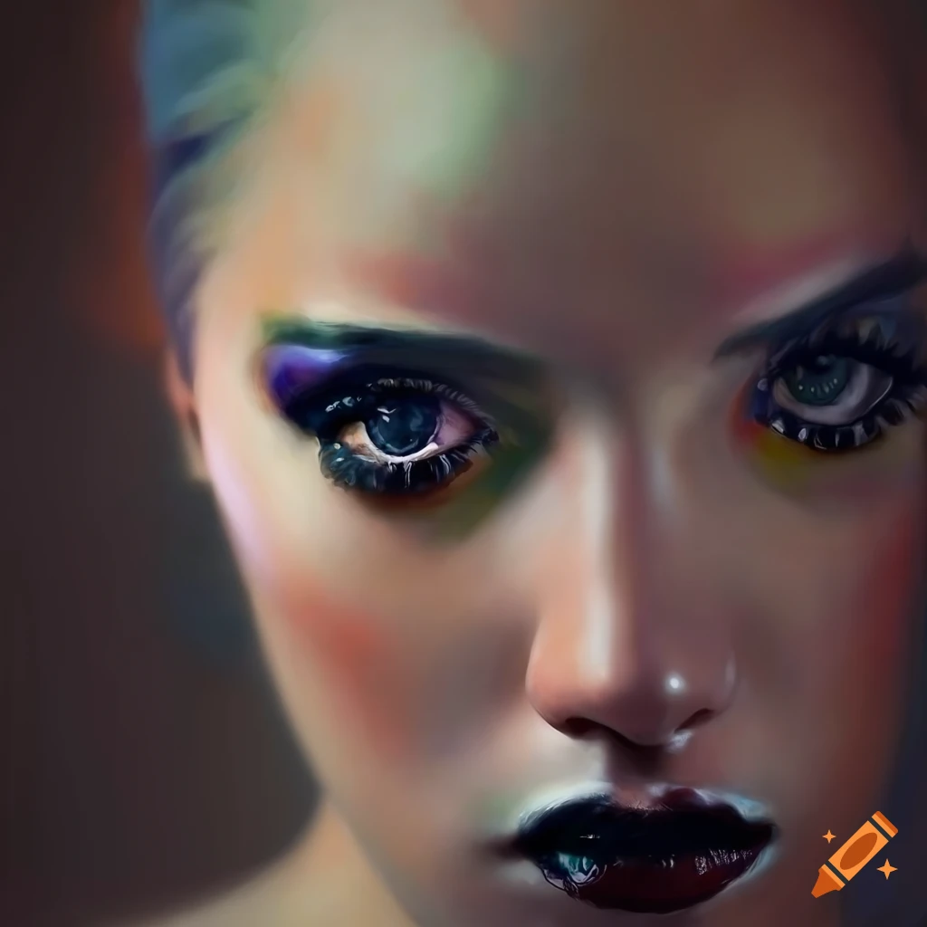 Surreal sculpted female portrait in vibrant colors on Craiyon