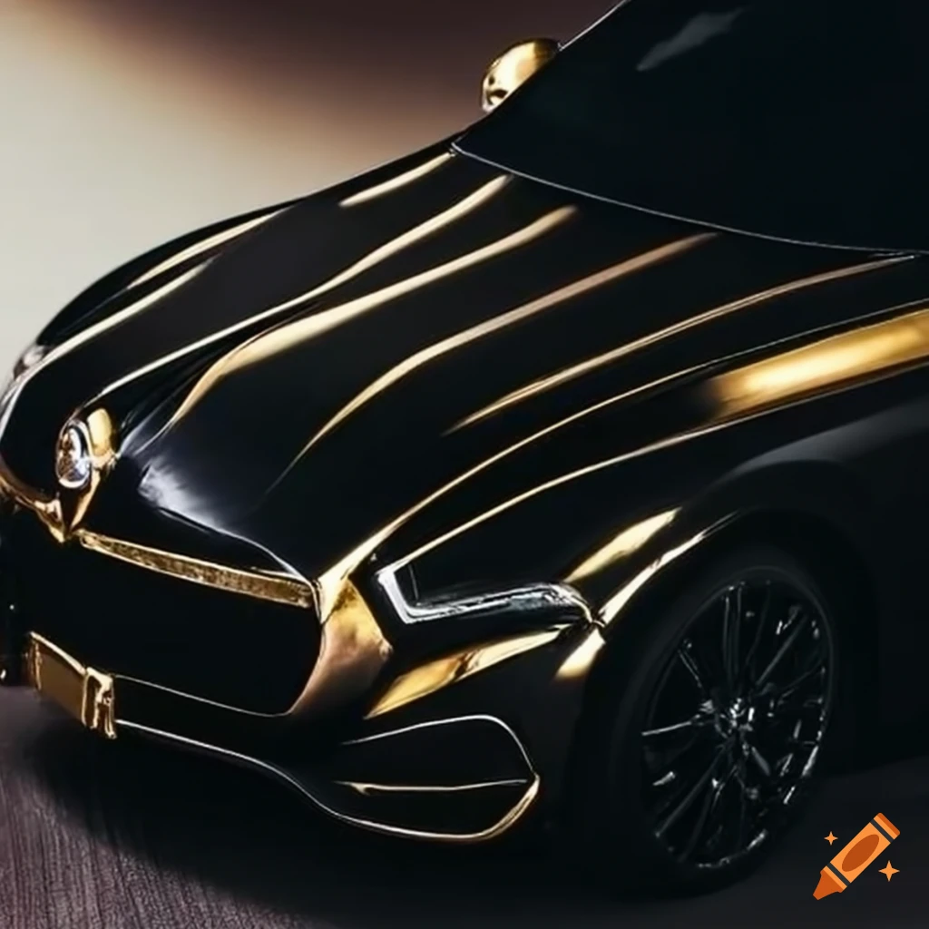 Elegant black pearl gold car on Craiyon