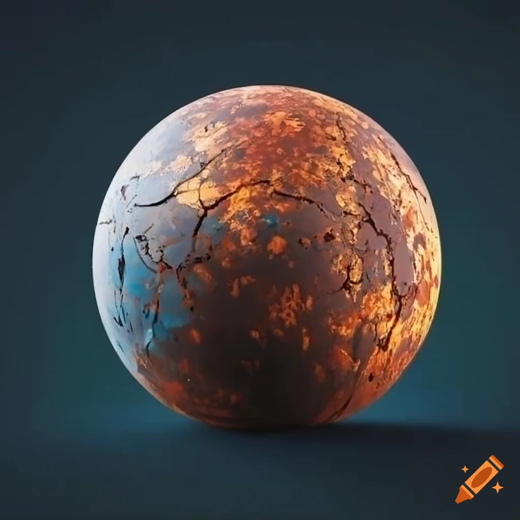 Rusty metallic ball with stunning reflections