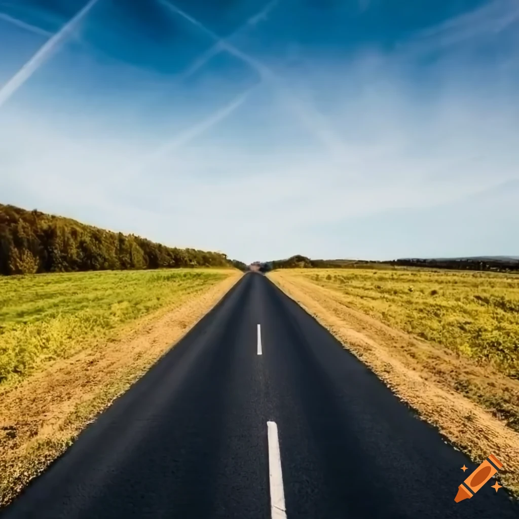 Perspective view of a road in a beautiful landscape